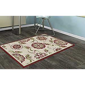 Brumlow MILLS Samara Home Indoor Area Rug with Traditional Floral Print Pattern for Living Room Decor, Dining Room, Kitchen Rug, or Bedroom Carpet, 30" x 46", Red