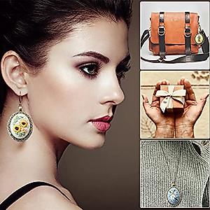 ZOCONE 4 Packs Embroidery Necklace Kit, Embroidery Pendant Kit Mini Cross Stitch Kit with Hoop, Necklace, Pendant, Stamped Pattern Cloth, Instructions, etc, Embroidery Kit for Adults