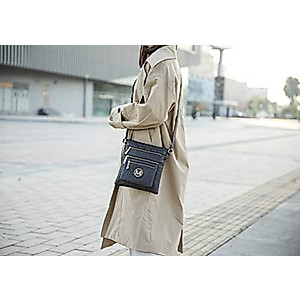 MKF Collection Crossbody Bag for Women – PU Leather Adjustable Strap Handbag – Side Messenger Purse, Shoulder Crossover Beige