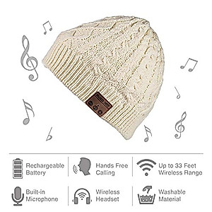 BearsFire Wireless Music Beanie Hat with Bluetooth Headphones Speaker Mic Winter Warm Skull Running Knit Cap for Men Women