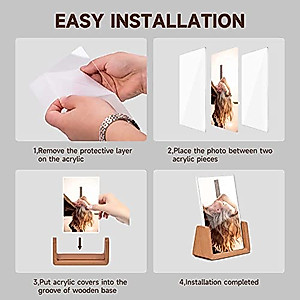 Komimaci 4x6 inch Picture Frames 2 Pack - Wooden Photo Frame with Wood of Beech Base and HD Plexiglas Cover for Tabletop or Desktop Display(4x6 inch, Horizontal & Vertical)