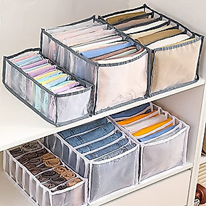 HOMINDESIGN Washable Drawer Organizer Nylon Mesh Fabric Closet Organizer for Underwears Pants T-shirts (White-3pc for Pants/Clothes)