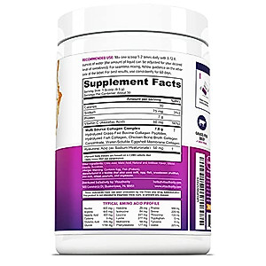 Multi Collagen Peptides Plus Hyaluronic Acid and Vitamin C Hydrolyzed Collagen Proteins Types I II III V and X Peach Mango Flavor