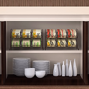 Minicloss 4-Tier Can Rack Organizer, Stackable Pantry Organizer Can Storage Dispenser Holds up to 48 Cans for Kitchen Cabinet, Countertop, Bronze