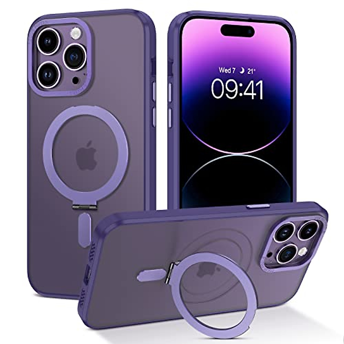 DUEDUE for iPhone 14 Pro Magnetic Case with Invisible Stand [Compatible with Magsafe], Full Body Protective Cover Slim Shockproof Kickstand Phone Case for Apple iPhone 14 Pro 6.1", Purple