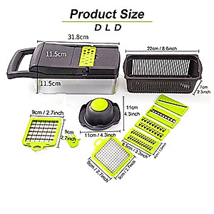 DLD 11 in 1 multi-function vegetable and fruit chopper kitchen multi-function diced vegetable artifact potato shredded grater grater household potato chip sliced grater Gray