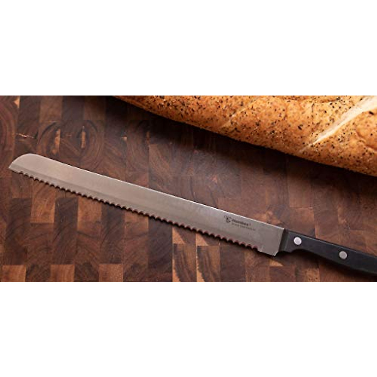 HUMBEE Chef Serrated Bread Knife For Home Kitchens Bread Knife 12 Inch Black