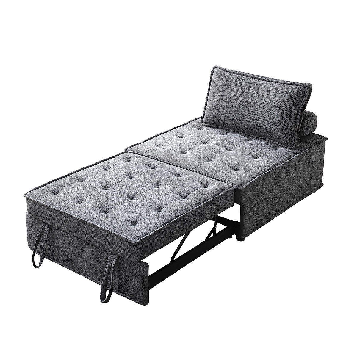 P PURLOVE Sleeper Sofa Bed for Living Room, Modern Ottoman Lazy Couch with Removable Backrest, Multipurpose Sofa Pulling Out Bed for Apartment, Bedroom (Dark Grey)