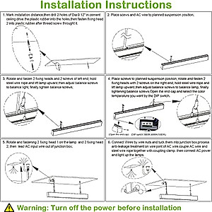hykolity 8FT Linkable LED Linear Light, 80W 9200lm 3000K/4000K/5000K CCT Selectable, 0-10V Dimmable Architectural LED Suspension Office Lighting Fixture for Market, Garage, ETL,4 Pack - Silver