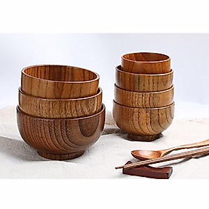 Cospring Handmade Wood Bowl, Mug, for Rice, Soup, Dip, Coffee, Tea, Decoration (4PCS Jujube Bowls, M: 4.5'' Dia x 2.6'' High)