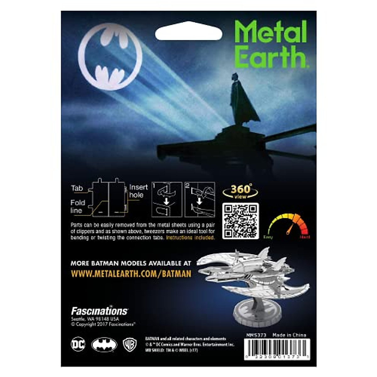 Fascinations Metal Earth Batman 1989 Movie Batwing 3D Metal Model Kit Bundle with Tweezers