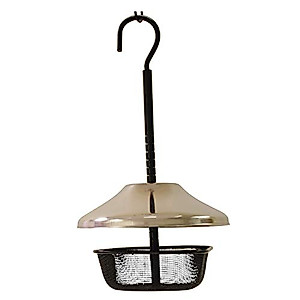 Mealworms Bird Feeder | 5 x 5 inch Powder Coated Mesh Bowl with Adjustable Stainless Steel Roof