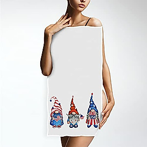 Pfrewn Patriotic Gnomes Hand Towels 16x30 in American USA Flag Bath Towel Kitchen Dish Guest Towel Stars and Stripes Bathroom Towel Memorial Day 4th of July Decorations
