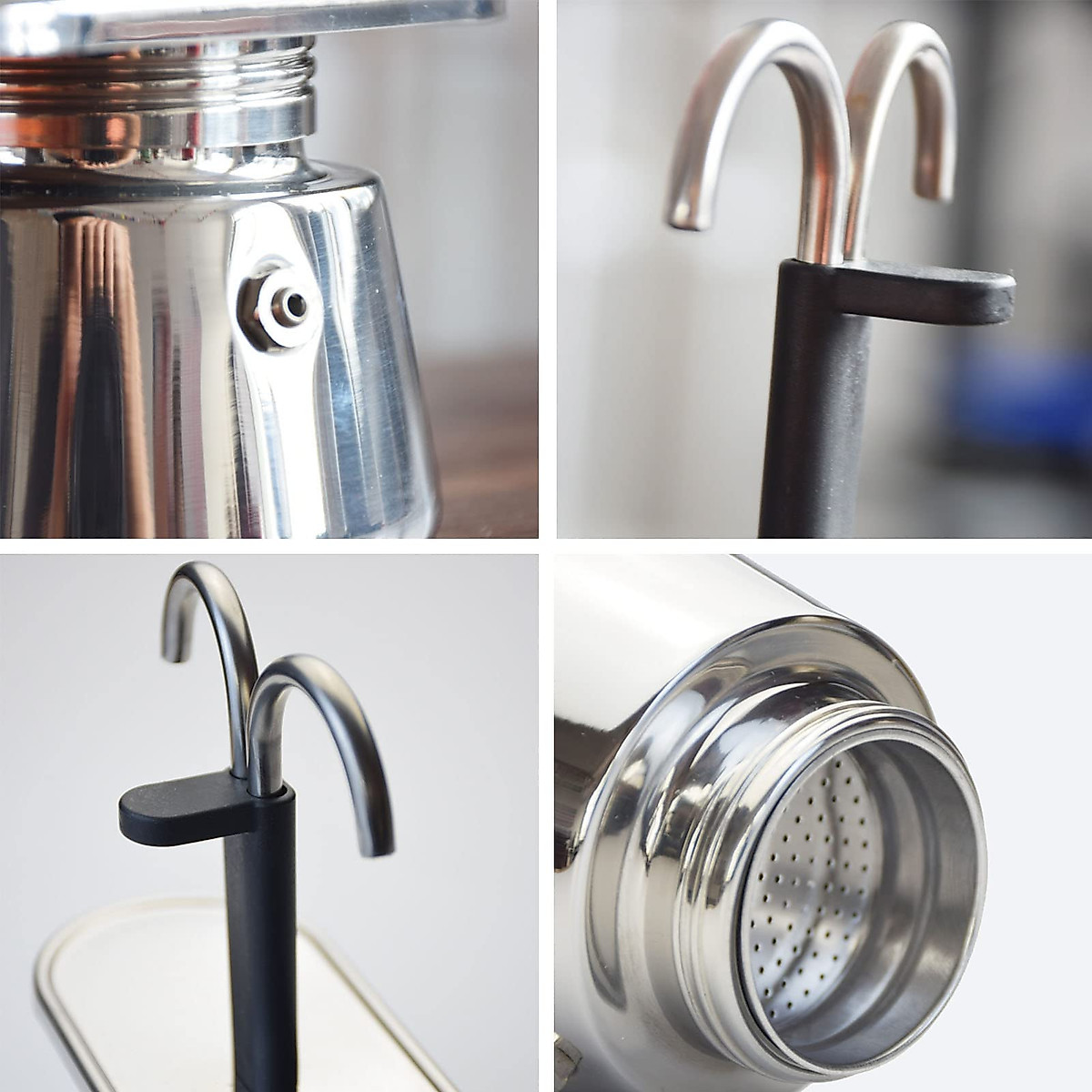 YEmirth 2 Cup Stovetop Espresso Maker, Moka Pot Coffee Maker Classic Italian Coffee Maker Espresso Maker Stovetop 2 Cup 100ML Double Head Stainless Steel, DIY Conduit Coffee Pot