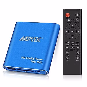 HDMI Media Player, Blue Mini 1080p Full-HD Ultra HDMI MP4 Player for -MKV/RM/ MP4 / AVI etc- HDD USB Flash Drive/HDD and SD Card