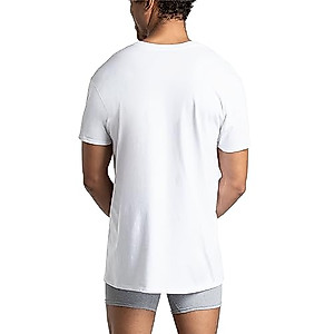 Fruit of the Loom mens Eversoft Cotton Stay Tucked V-neck T-shirt Base Layer Top, Regular - White 6 Pack, 3X-Large US