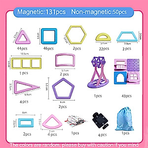 ASOK 181 Pcs Magnetic Building Blocks STEM Educational and Development Magnet Tiles for Kid’s Creativity & Imagination Macaron Color Learning Toys for Boys and Girls Ages 3 4 5 6 7 Years Old