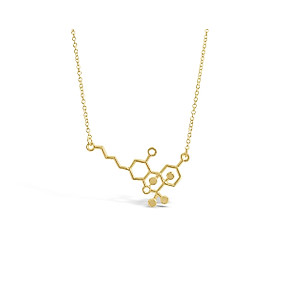 THC Molecule Necklace, CBD Molecule Jewelry, Geek Jewelry for Women, Nerdy Jewelry Gift, Science Lovers Gifts, CBD Oil Lovers Gifts (Rose Gold Tone)