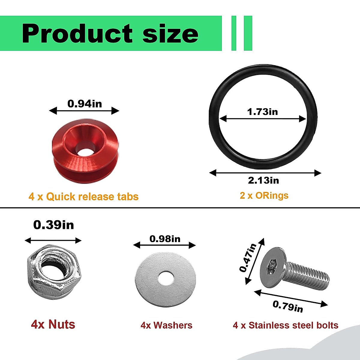 Quick Release Fastener Kit, Bumper Trunk Quick Release Front Rear Bumper Fastener Kit for Front Rear Bumper Trunk Fender Hatch Lids, Universal Car Bumper (Red)
