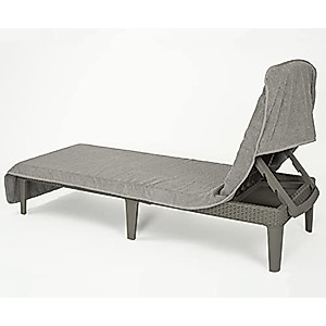 American Soft Linen Chaise Lounge Covers with Pocket, 100% Cotton Pool Chair Lounge Towel, 86"x30" Oversized Beach and Pool Lounge Chair Towel, Gray