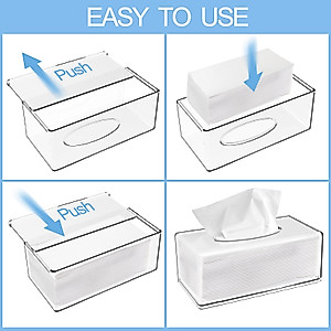 Yopay 2 Pack Clear Tissue Dispenser Box, Large Facial Acrylic Tissue Box Cover Holder, Napkin Organizer for Bathroom, Kitchen and Office Room, Rectangle, 10" L X 5.3" W X 4.3" H