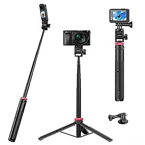59in Selfie Tripod for Camera Gopro - ULANZI MT-71 Invisible Long Extendable Selfie Vlog Handle Portable Lightweight Tripod Stand 7 Sections for Gopro Hero 11 10 9 8 7 Black/insta360 One DJI Action