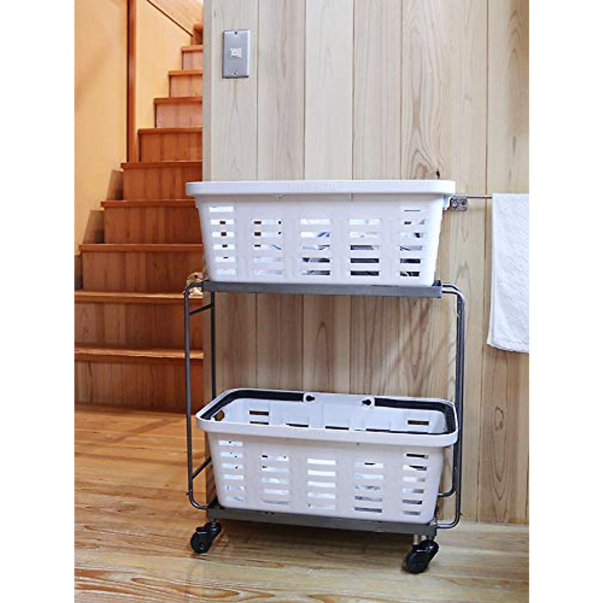 Post General Post General Wagon Iron Wagon with Heavy Duty Basket Long White Iron Wagon Basket Free