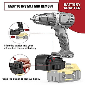 Battery Adapter for Dewalt to for Miwaulkee Battery, Battery Converters with USB/Type-C Charger Port, Convert for DeWalt 18V/20V Max Battery to for Milwaukee 18V Battery Cordless Power Tools Usage