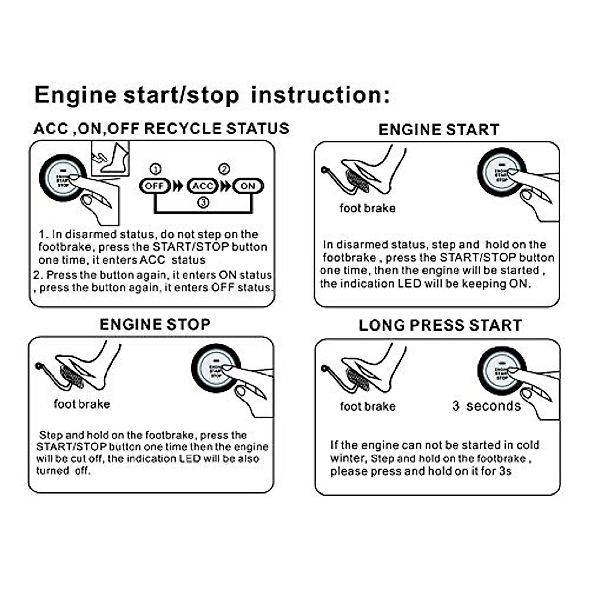 BANVIE Car RFID Push to Start Ignition kit Engine Start Stop Button Switch Keyless Go System with Leather Key