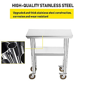 Karpevta Stainless Steel Work Table 24x12 inch Outdoor Prep Table Stainless Steel Prep Table Commercial Kitchen Table with Adjustable Under Shelf for Home,Restaurant and Hotel
