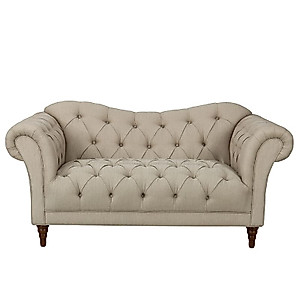 Homelegance St. 70" Claire Fabric Chesterfield Loveseat, Almond Brown