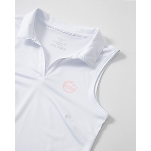 Willit Girls' Sleeveless Polo Shirts Golf Tennis Polo Lightweight Shirts Quick Dry White L