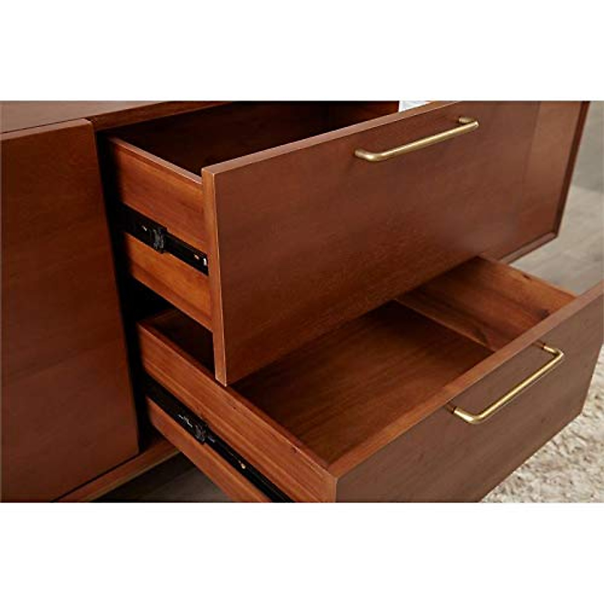 Unique Furniture 71" 3-Section Wood Sideboard in Walnut