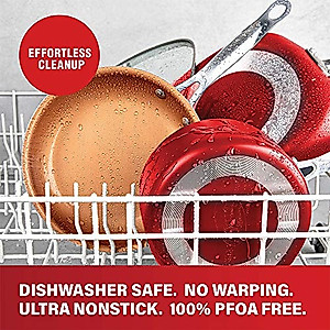 Gotham Steel 20 Pc Pots and Pans Set Nonstick Cookware Set + Bakeware Set, Complete Ceramic Cookware Set for Kitchen, Non Stick Pots and Pans Set with Lids, Dishwasher / Oven Safe, Non Toxic - Red