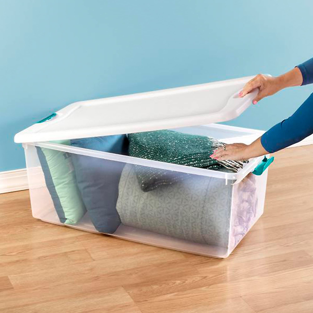 Sterilite 8-Pack Stackable Storage Bin with Lid, Clear Plastic Design, 106 Quart