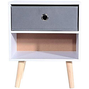 LIUJUN Table-End Table,Metal Handle Bedside Cabinet Night Table Side End Table Nightstand with Shelf and Drawer