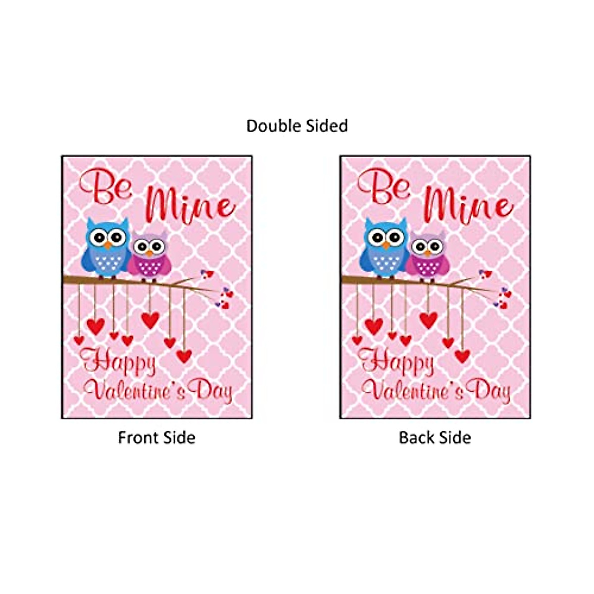 Be Mine Owl Garden Flag - Pink Valentine's Day Yard Decor - Double Sided Valentines Day Flags - Owls Hearts Welcome Sign Decoration by Jolly Jon