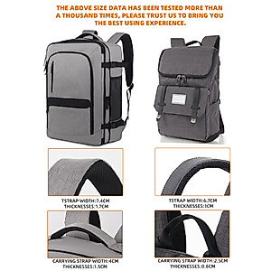 OPOALO Large Carry on Travel Backpack for Men, Business Laptop Backpack Convertible Heavy Duty Tactical Backpack Airplane Approved Waterproof for Travel Hiking Camping Daily (Hard Shell Black)