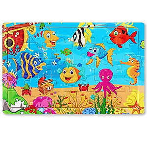 Wooden Jigsaw Puzzles for Kids Age 3-5 Year Old 30 Piece Colorful Wooden Puzzles for Toddler Children Learning Educational Puzzles Toys for Boys and Girls (4 Puzzles)