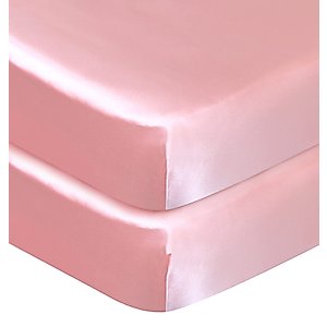 Satin Crib Sheets Girl Fitted Soft & Silky Crib Mattress Sheet (52"x28"x8") for Girls, Silk Crib Sheets for Baby Hair and Skin, Pink Crib Sheet, Satin Baby Sheet for Crib, 1 Pack