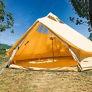 UNISTRENGH 5M Star Gazer Bell Tent 4 Season Waterproof Cotton Canvas Glamping Yurt Tent with Stove Jack Hole and Roof Windows for 6-8 Persons Camping Hunting