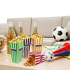 Jucoan 16 Pack Plastic Open-Top Popcorn Box, 7.5 x 3.5 Inch Reusable Popcorn Containers for Movie Night, Party