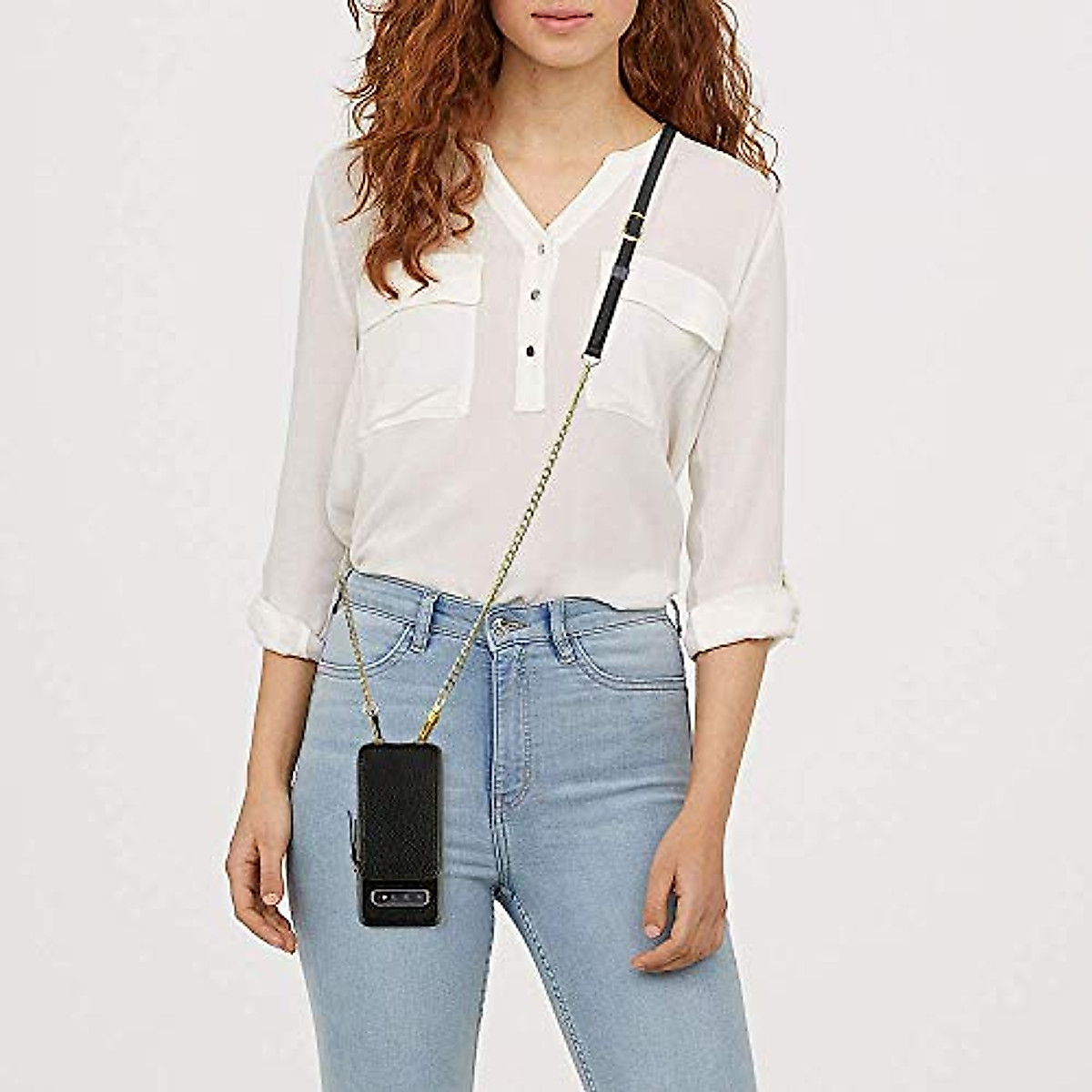 Samsung Galaxy S10+ Case, ZVE Galaxy S10 Plus Wallet Case with Credit Card Holder Slot Crossbody Chain Handbag Purse Zipper Case Cover for Samsung Galaxy S10 Plus (2019), 6.4 inch - Black
