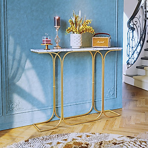 HOLTICO Console Table Narrow Sofa Table with Stable Metal Legs Entrance Table Home Decor Behind The Couch Table Modern Foyer Table for Living Room, Entryway, Hallway, Gold