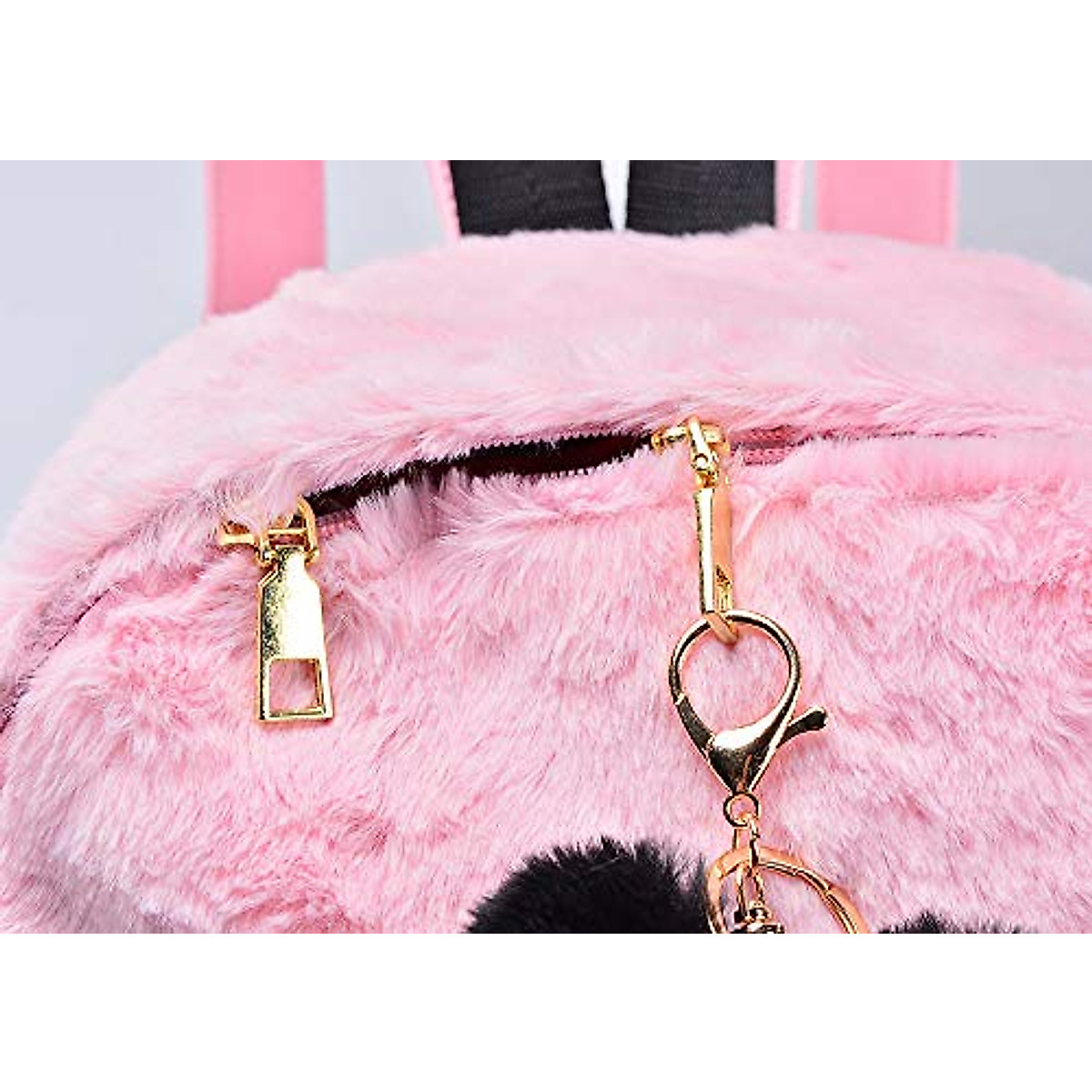 Nite closet Pink Backpack Purse for Women Fluffy Fleece Bags Faux Fur Heart (Pink)