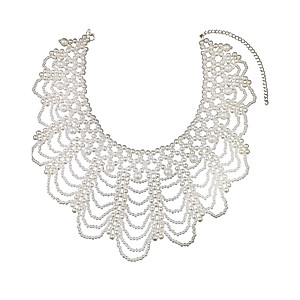 RBG Dissent Collar Necklace for Women Detachable Pearl Beaded Blouse Fake Collar Choker Necklace,Ruth Bader Feminist Collar Necklace