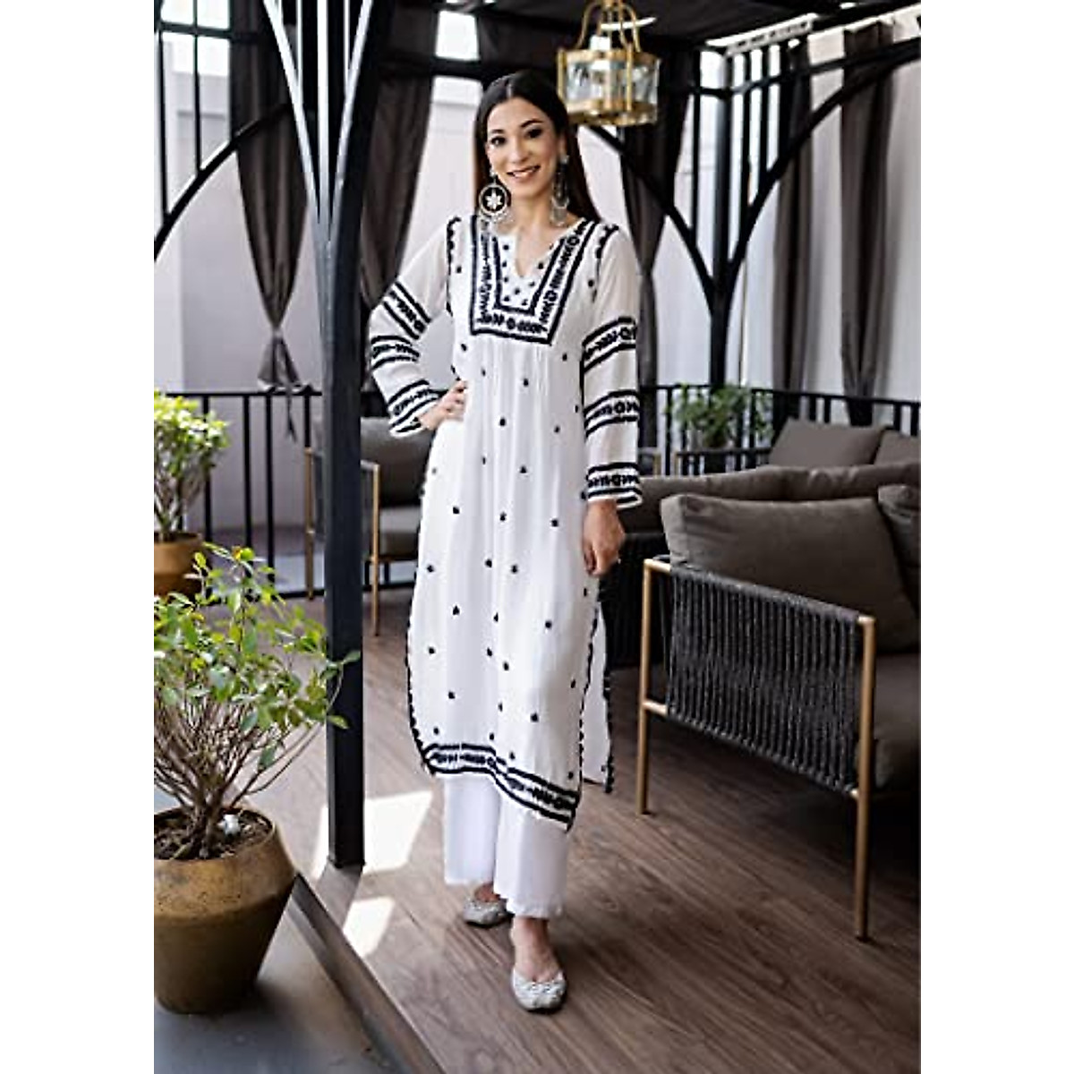 Elina fashion Indian Readymade Stitched Kurti for Womens With Pant | Rayon Embroidered Kurta Kurtis