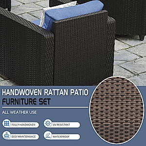 Trenlogne 2 Pieces Wicker Patio Furniture Set Outdoor Conversation Set PE Rattan for Garden Lawn Backyard Porch