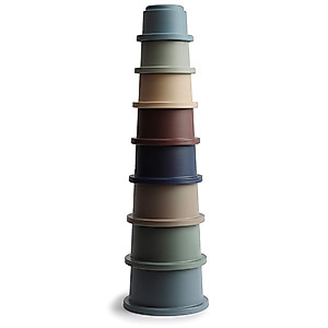 mushie Stacking Cups Toy 8 pcs | Made in Denmark (Forest)