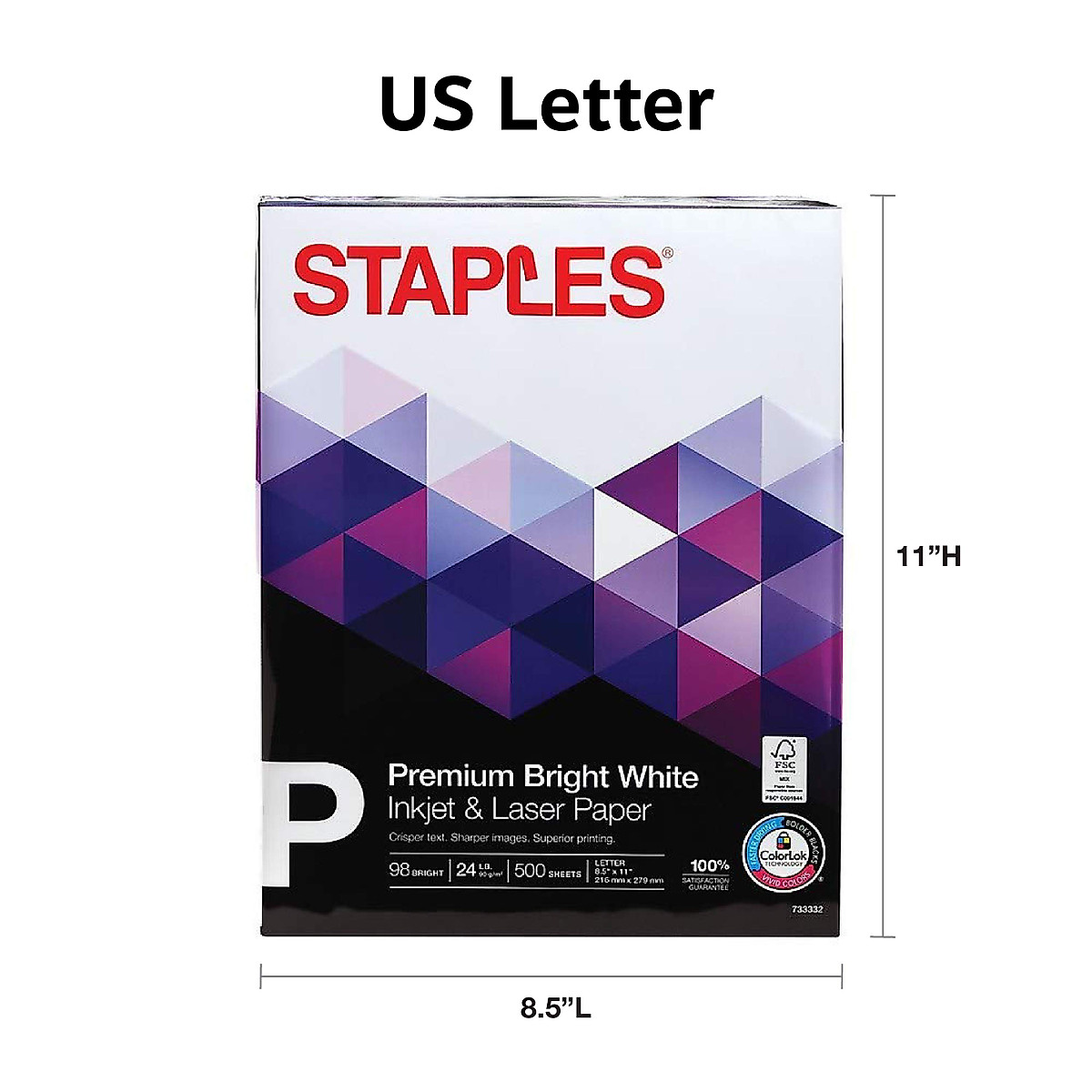 Staples Inkjet Paper – 8.5” x 11” Multipurpose, 24 lbs, 98Bright, 5-Reams/Carton